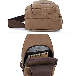 Q QICHUANG Crossbody Sling Backpack Canvas Small Sling Bag Hiking Daypack Rucksack for Men Women Outdoor Cycling Travel(green)