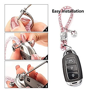 Jawmoy Pack-1 Bling Car Keychain, Rhinestones Keychain Accessories, Metal Crystal Key Chain Ring (Pink)
