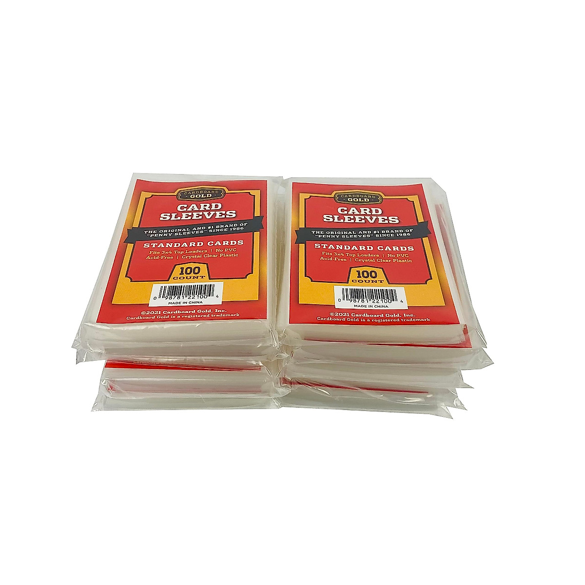 Cardboard Gold Penny Sleeves for Trading Cards - 1000 Count Card Protector Sleeves with Durable, Crystal-Clear Plastic for Baseball, Sports, Collector, Standard-Sized Cards 2-5/8” x 3-5/8” (67x94mm)