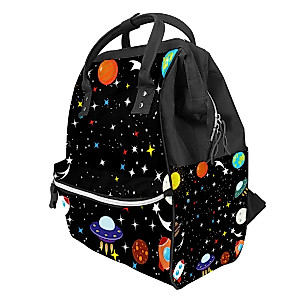 FCZ Backpack Diaper Bag Durable Shoulder Bag Mom Dad Diaper Backpack Lightweight Large Capacity Travel Daypack-Space Planet