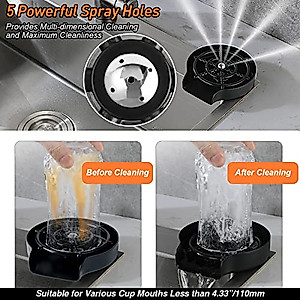 Genround Glass Rinser, Easy to Install Bottle Washer, Stainless Steel Glass Rinser for Kitchen Sinks, Bar Glass Rinser for Red Wine Glass Wash, Kitchen Sink Accessories, Automatic Flushing Device