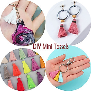 180PCS 30 Colors 3.5CM Multi-Color Mini Tassels Tiny Craft Tassels for Earring Jewelry Making Keychain Tassel Charms Bag Charms Pendant Handmade DIY Accessories(1.44Inch)