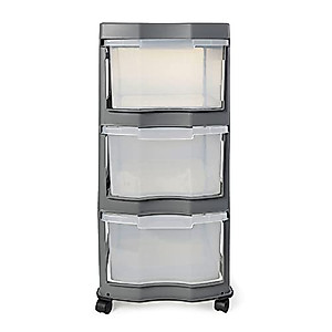 Life Story Classic 3 Shelf Storage Organizer Plastic Drawers, Gray (2 Pack)