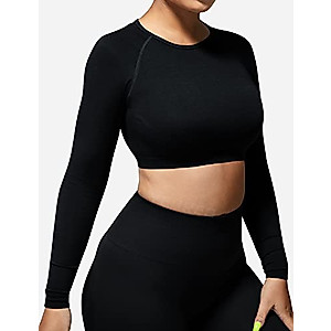 YEOREO Women's Backless T-Shirts Open Back Tee Long Sleeve Yoga Tops Sports Running Shirt