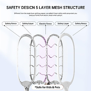 Electric Fly Swatter Racket 3500V buzzkick Bug Zapper Racket Dual Modes Mosquito Killer with Purple Mosquito Light Rechargeable for Indoor Home Office Backyard Patio Camping