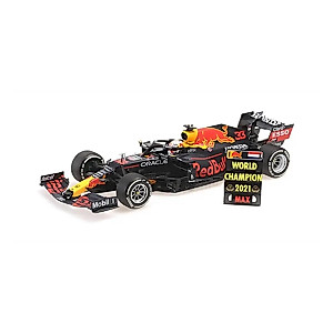 Minichamps 110212333 1:18 Red Bull Racing Honda RB16B-Max Verstappen-Winner Abu Dhabi GP W/Pitboard-WC 2021 Collectible Miniature Car, Multicoloured