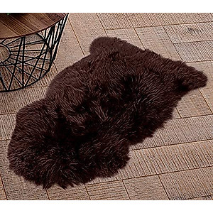 Sheepskin Natural Fluffy Fur Rug Genuine Single Pelt Luxuxry 2 x 3 Brown Sheep Skin Area Rug for Bedroom (24Inch x 36Inch, 60.96cm x 91.44cm)