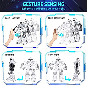 SONOMO Toys for 6-9 Year Old Boys, RC Robot Gifts for Kids Intelligent Programmable Robot with 2.4GHz Sensing Gesture Control - Upgraded Version (White)