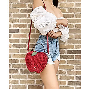 Kate Spade Honeycrisp Apple Red Wicker Basket Crossbody Bag Handbag Novelty
