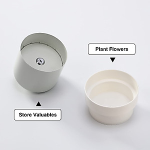Younion Flower Pot Diversion Safe with Key Lock, Secret Hidden Safe Lock Box, Perfect for Hiding The Valuables Inside Flower Pot’s False Bottom, Plants Not Include