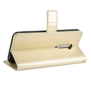 QiongNi Case for Oppo Reno 2 Case Cover,Flip Leather Wallet Cover Case for Oppo Reno 2 CPH1907 PCKM00 PCKT00 Case Gold