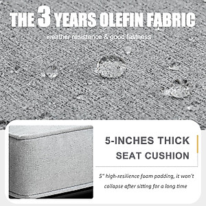 LayinSun Aluminum Furniture Set with Fire Pit Table, 5 Pieces Patio Sectional Conversation Chat Sofa Modern Seating Set