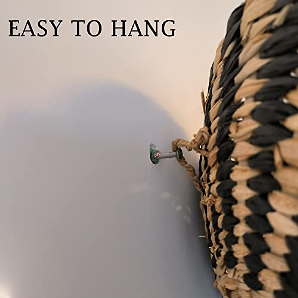 Boho Wall Basket Decor Set of 3, Hand Woven Rattan Hanging Décor, Decoration for Living Room, Office, Bedroom