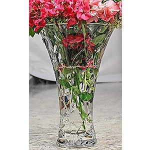 Lorren Home Trends Crystal Laurus Vase 11"-Made In Italy