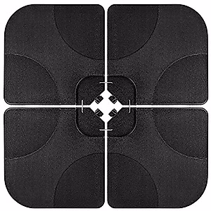 Best Choice Products 4-Piece 155lb Capacity Heavy-Duty Cantilever Offset Patio Umbrella Stand Square Base Plate Set w/Easy-Fill Spouts for Water or Sand - Black