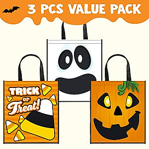 JOYIN 3 PCS Halloween Large Tote See-through Bags 22.5” x 13.75” Grocery Tote Trick or Treat Grocery Goody Bags for Trick or Treating, Grocery Shopping and More