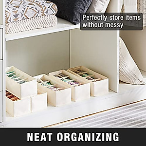 TECHMILLY Closet Underwear Storage Organizer, 3 Set Dresser Drawer Divider and Foldable Storage Boxes for Socks, Blets, Ties and Panties