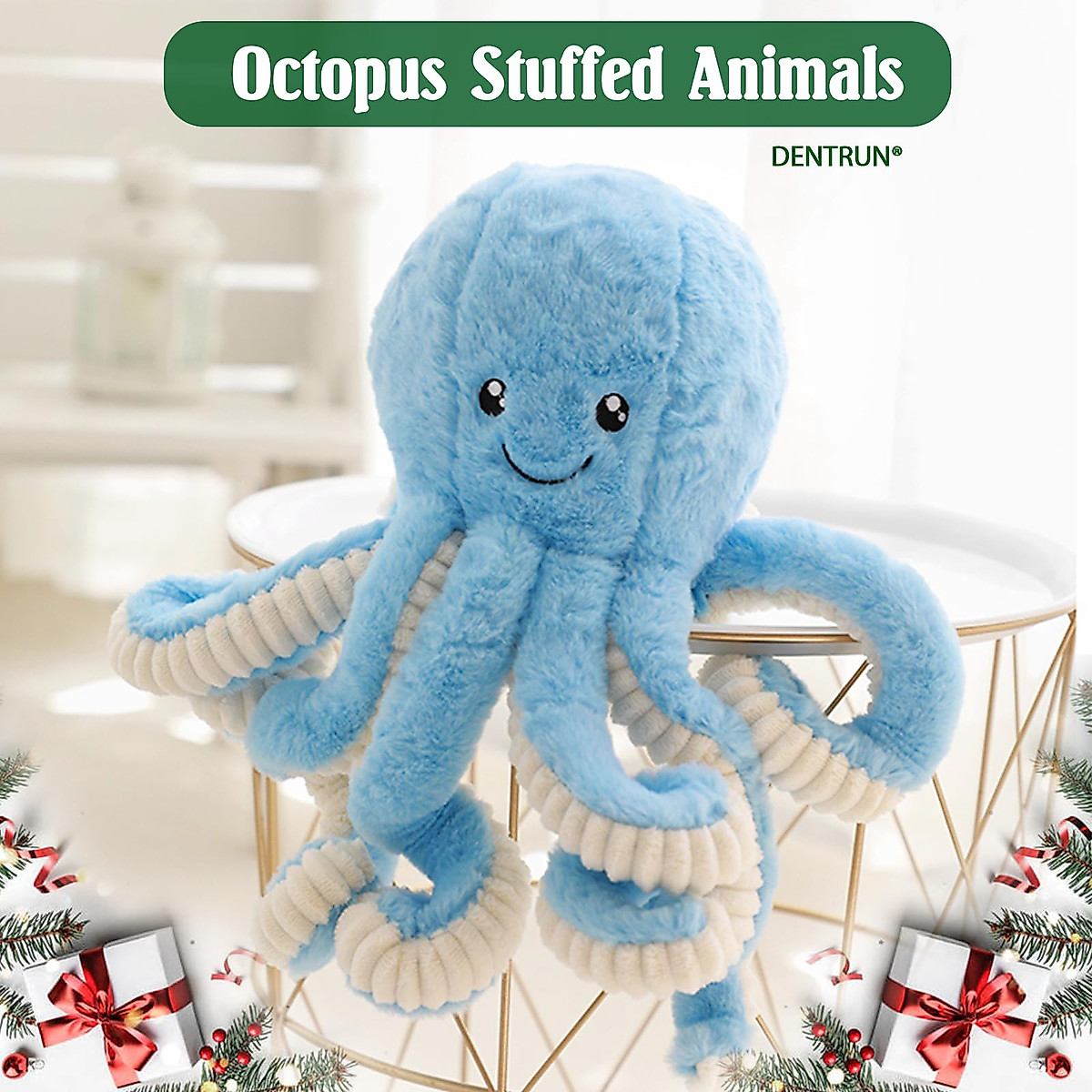 DENTRUN Octopus Stuffed Animals, Giant Octopus Plush Doll Play Toys for Kids Girls Boys Adults Birthday Xmas Halloween Present Stuffed Sea Animals Plushie, 7/16/24/32 Inches, 5 Colors