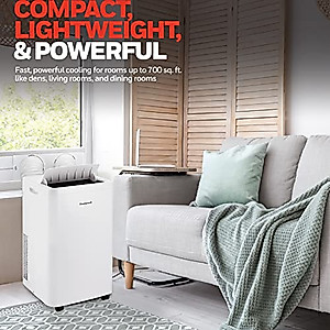 Honeywell 14,500 BTU / 101 Pint Portable Air Conditioner and Dehumidifier, Cools Rooms Up to 700 Sq. Ft., (White)