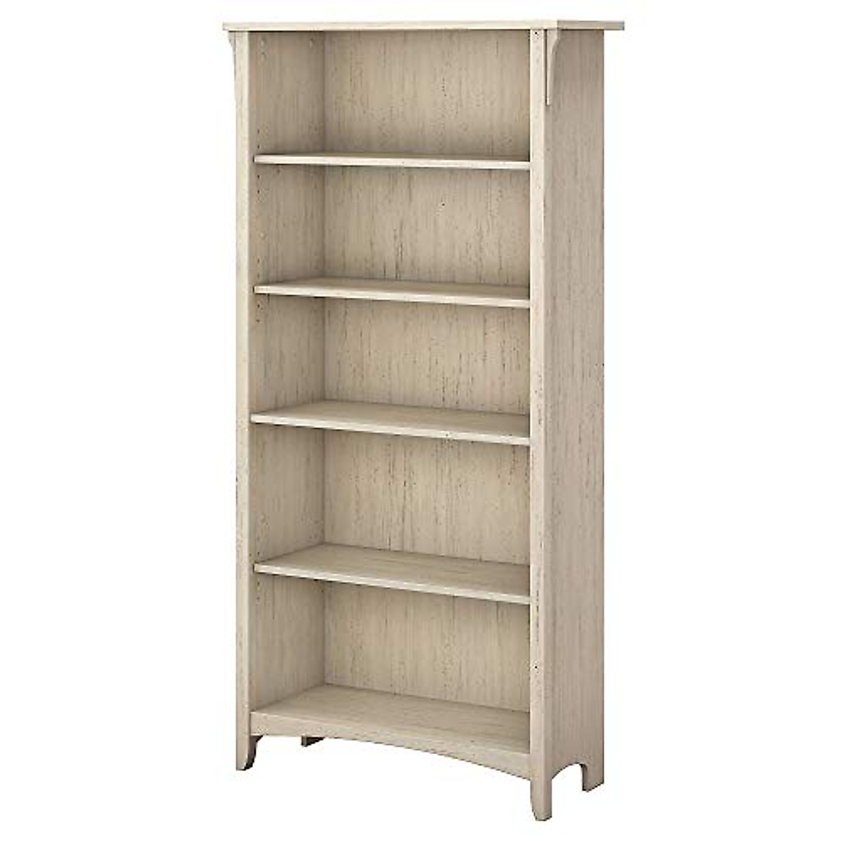 Bush Furniture Salinas 5 Shelf Bookcase in Antique White & Salinas 6 Cube Organizer in Antique White