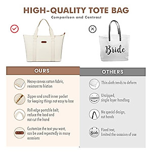 AW BRIDAL Canvas Mrs Bag Bachelorette Bags, Large Tote Bags For Bridesmaid Proposal, Maid Of Honor Proposal, Bridal Party, Engagement, Future Mrs Gifts, The Mrs Tote Bag With Pockets Zippers