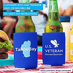 TahoeBay Blank Beer Can Coolers, Plain Bulk Collapsible Foam Soda Cover Coolies, Personalized Sublimation Sleeves for Weddings, Bachelorette Parties, HTV Projects (Royal Blue)