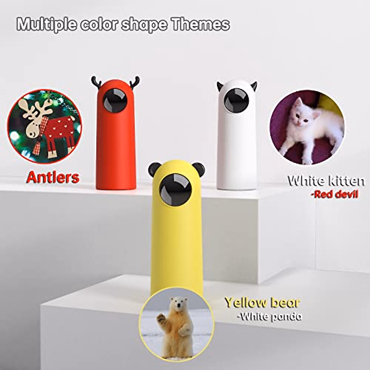 Automatic Cat Laser Toy, Interactive Laser Cat Toys USB/Batteries Power with 2 Speed Patterns 3 Modes /4 Angles, Adjustable Circling Ranges and Speed for Cats/Kitty/Dogs(White)