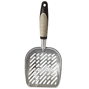 Petmate Metal Cat Litter Scoop, Premium Non-Stick Large Cat Litter Scooper, Deep Shovel Kitty Litter Scoop with Non-Slip Handle & Curved Design for Maximum Coverage