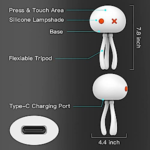 Night Light for Kids, TRELC Cute Night Light for Baby Toddler Girls Boys Birthday Gifts Room Decor, USB Rechargeable Nursery Led Lamp, 40 Hrs Working Time Jellyfish Bedside Lamp - 3 Light Mode (White)