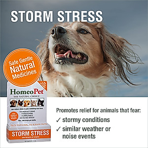 HomeoPet Storm Stress, Storm Anxiety Relief for Dogs, Cats, and Other Small Animals, 15 Milliliters