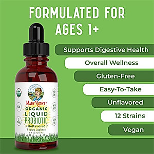 Probiotics for Women Men & Kids | USDA Organic Probiotics for Digestive Health | Acidophilus Probiotic | Gut Health & Immune Support Supplement | Vegan | Non-GMO | Gluten Free | 4 Fl Oz