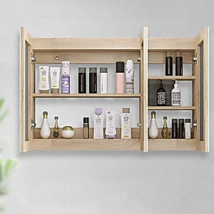 ROLTIN Bathroom Cabinet Triple Mirror Wall Mounted Solid Wood Modern Storage Cupboard,Bathroom Mirror Cabinet Wall Storage Cabinet with Mirror Wall Cupboard (Black 120cmx