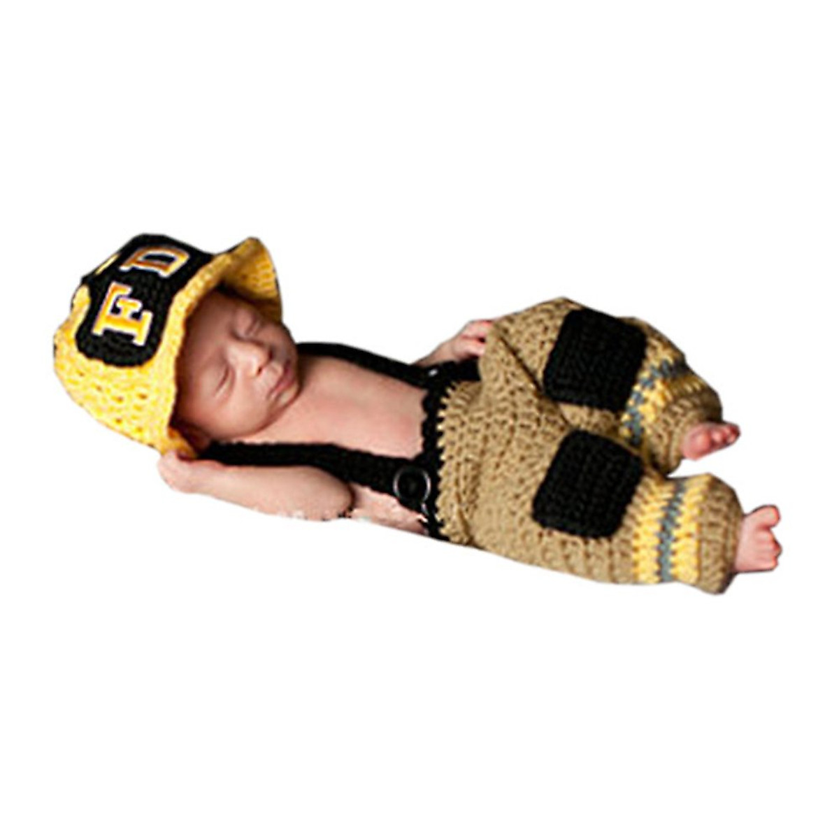 Pinbo® Newborn Baby Photo Prop Crochet Firefighter Fireman Hat Pants Suspenders