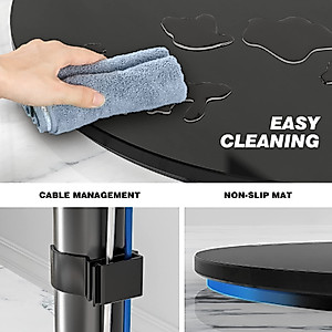 Rfiver Swivel Floor TV Stand with 90 Degree Swivel for 32-65 inch LCD LED TV, Modern Simple Design Black Corner TV Floor Stand with Round Glass Base, VESA 400x400 mm