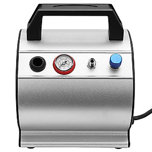 PointZero 1/6 HP Airbrush Compressor with Internal Tank and 6 Ft. Hose - Small, Quiet, Portable Air Pump