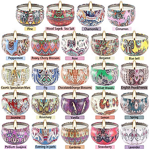 WPONSZU Scented Candles Gifts Set 24 Pack Soy Wax Travel Tin Jar Candles for Home 2.5 OZ jar Candles for Mom for Christmas, Birthday, Thanksgiving, Mother's Day