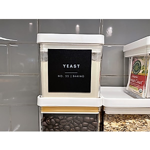 240 Black Minimalist Paper Pantry Labels | 2 1/2 x 2 1/2 inches | Waterproof Vinyl | for Plastic, Metal, Stainless Steel & Glass Containers | Strong Adhering, Removable