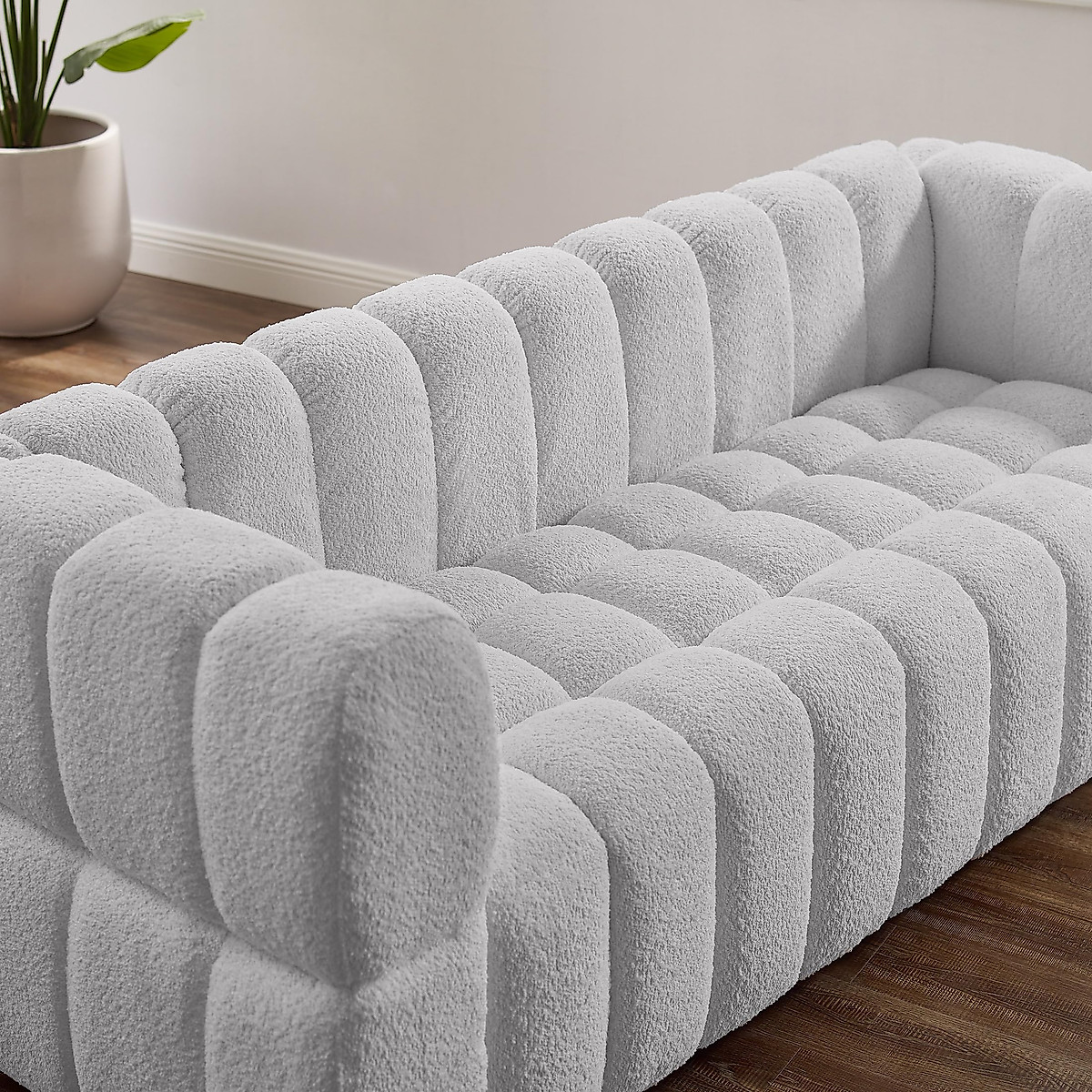 VANOMi Sofa Couch for Living Room, Modern Futon 3-Seat Sofa Upholstered Sofa Couch with Metal Leg for Bedroom Apartment Small Space