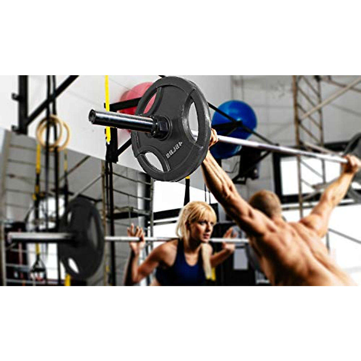 Clout Fitness Olympic Barbell Clamps Collars Quick Release Pair of Locking Weight Clips Fit 2 Inch Barbell for Weightlifting Red