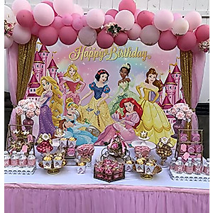 Princess Birthday Backdrop Girls 1st 2nd Happy Birthday Party Backdrop Princess Dream Castle Fairy Tale Party Photography Decoration Background 7x5ft