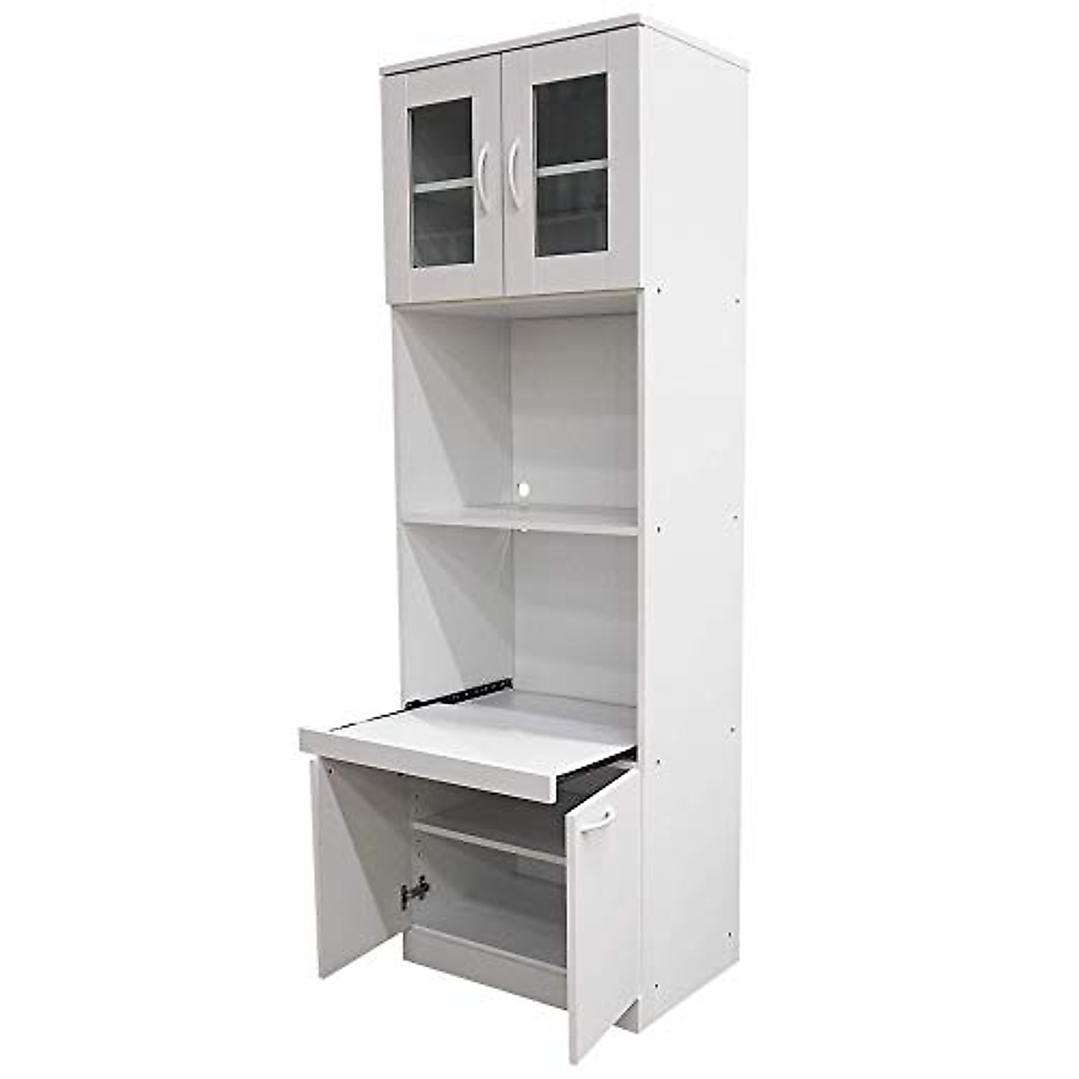 Kings Brand Furniture Danbury Tall Kitchen Pantry, Microwave Storage Cabinet, White, 23" W x 15" D x 70" H