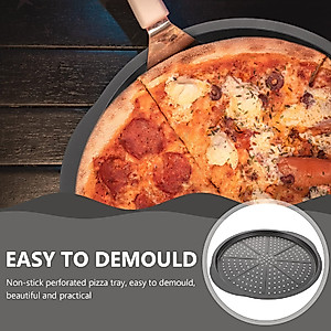 1pc Pizza Plate Pie Pan Small Pizza Pans Round Baking Pizza Tray Non Stick Donut Pan Baking Pan with Holes Bread Pizza Oven Pizza Baking Plate Sandwich With Ears 38c Carbon Steel