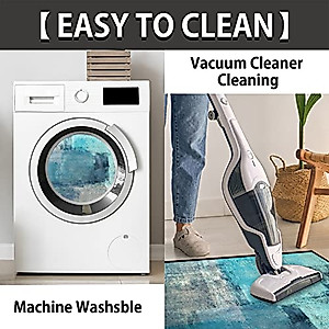 Door Mat Turquoise and Grey Entryway Rug Half Round Kitchen mat Non-Slip Entrance Way Rug Front Half Circle Rugs for Kitchen, Shower Room, Bedroom,Living Room 36 * 24in