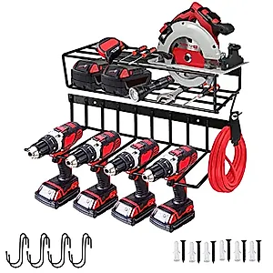 SHARPBEA Power Tool Organizer Drill Holder for Garage Organization & Drill Storage | Garage Tool Organizers and Storage with Garage Storage Shelves & Drill Holder Wall Mount Storage Rack Drill Rack