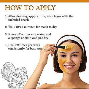 Vitalysin Turmeric Vitamin C Clay Mask with Aloe Vera and Vitamin E - Fades Dark Spots, Evens Skin Tone, Invigorates and Brightens Dull Skin