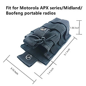 Molle Tactical Universal Radio Nylon Holster Pouch Holder, Military Molle Radio Case Bag Compatible with Baofeng Midland Motorola Walkie talkies (2 Pack)