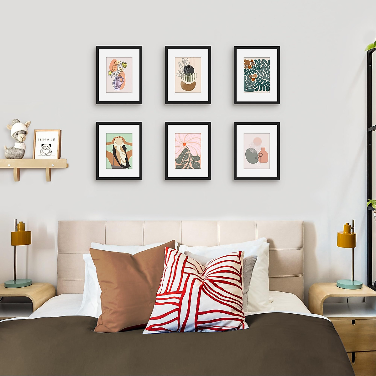 Picrit 8.5x11 Picture Frame Set of 12, Display 6x8 with Mat or 8.5 x 11 Without Mat, Photo Frames for Wall Mounting or Table Top Display, Black.