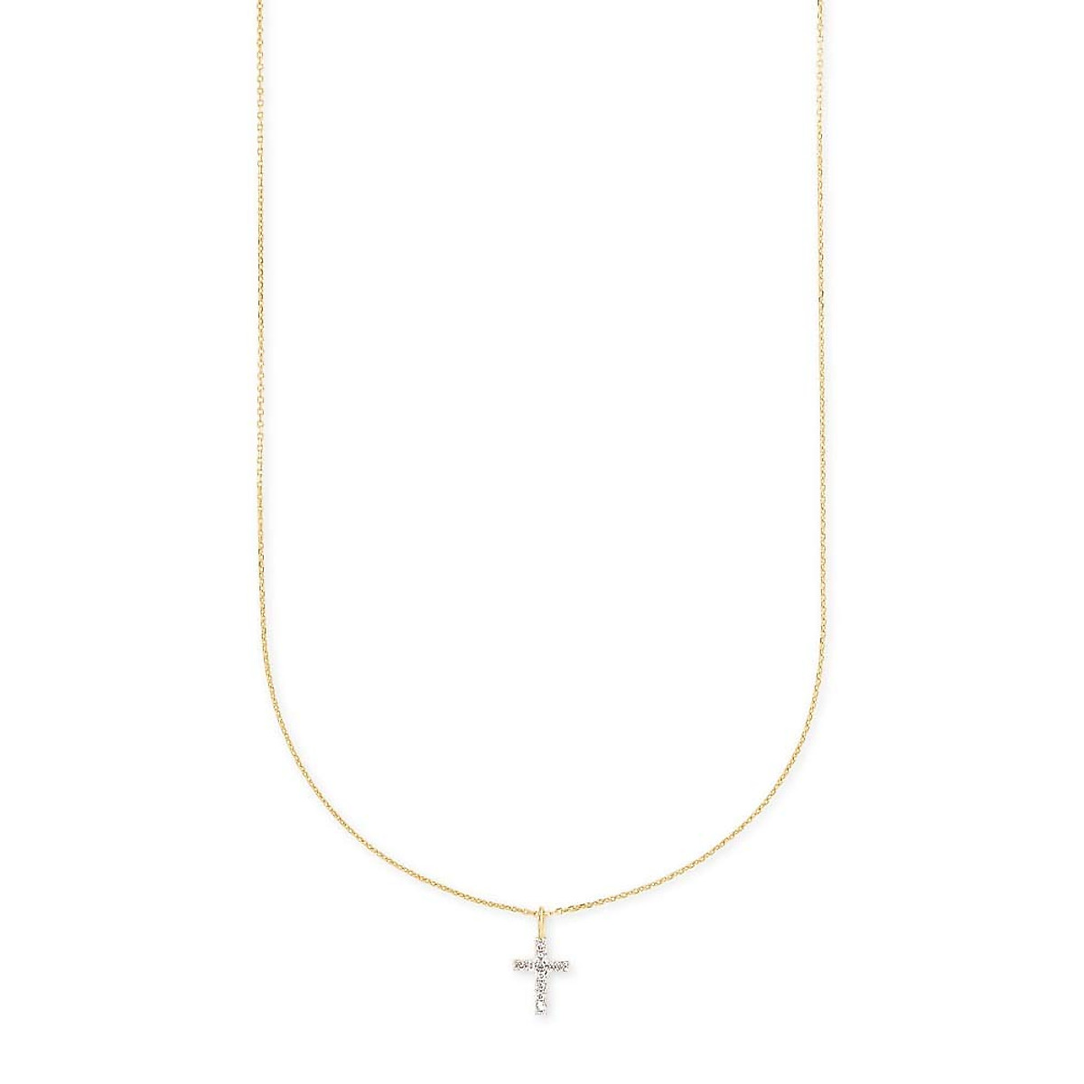 Kendra Scott White Diamond Cross Pendant Necklace in 14k Yellow Gold, Fine Jewelry for Women