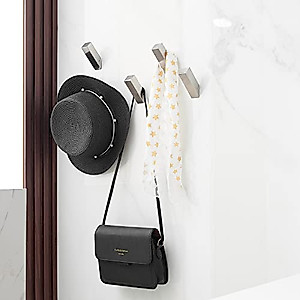 BWE 4 Pack Brushed Nickel Towel Hooks Wall Mounted Coat Robe Hook Holder SUS 304 Stainless Steel Heavy Duty Wall Hooks Modern for Bathrooms Kitchen Bedroom Hotel