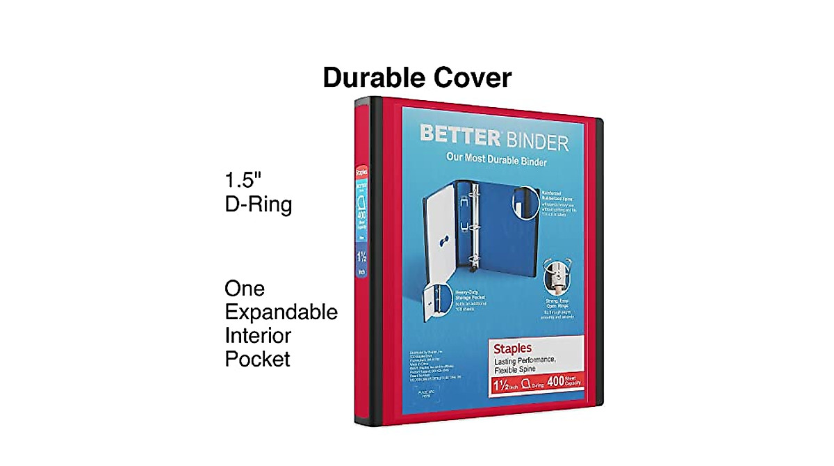 Staples 1.5-Inch Red Binder – Organize Your Documents Fast